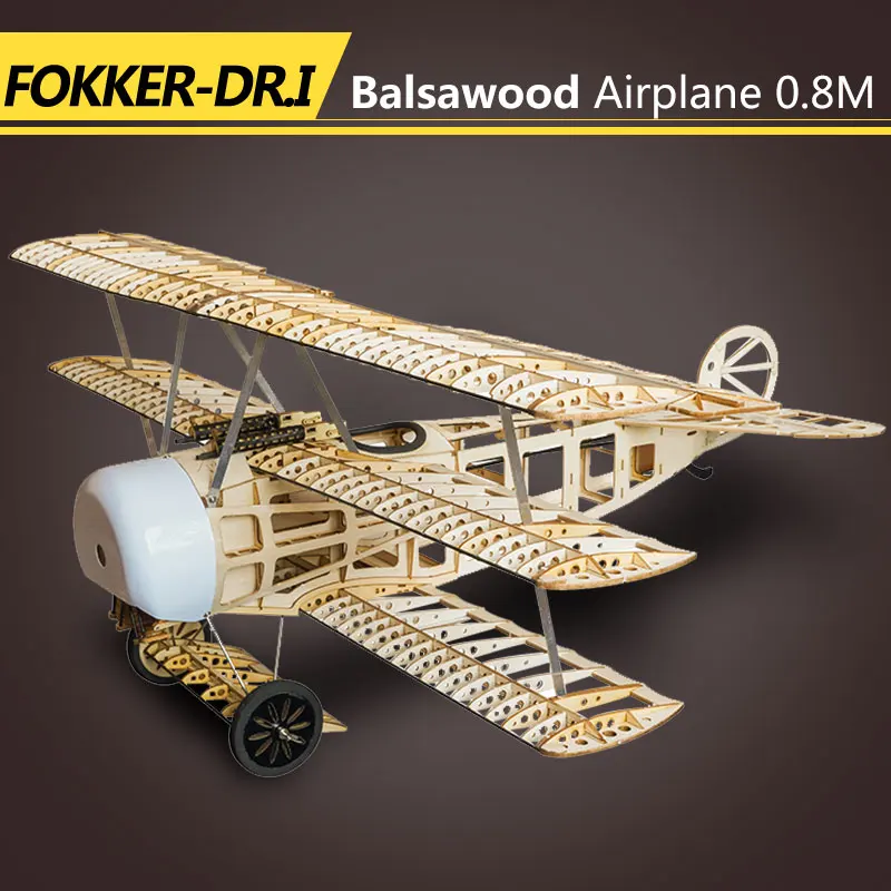 Fokker avión clásico RC DR1 de madera de Balsa, modelo de avión de 0,8 ...