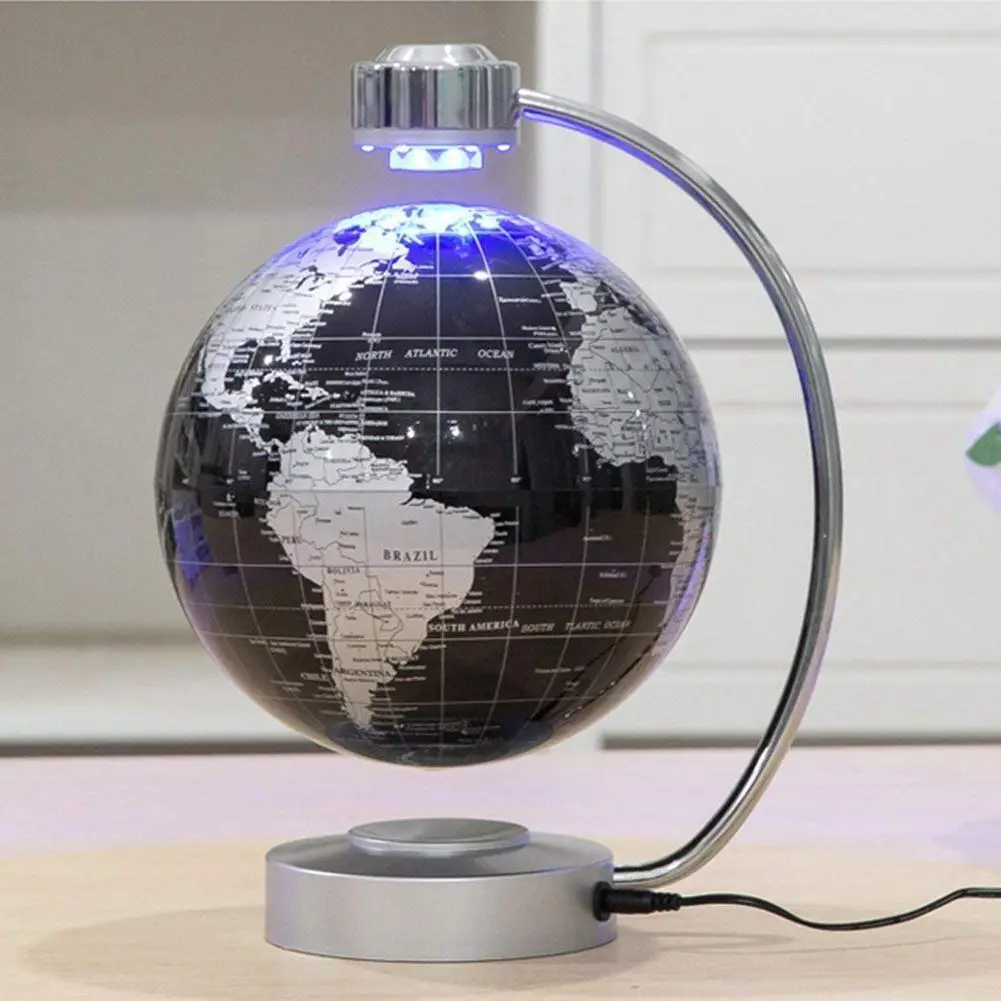 EU plug, magnetic levitation flute world map globe, 8 inch rotating ...