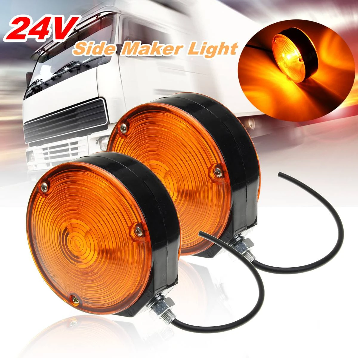 2x 24v Universal Led Clearence Indicator Side Marker Light Double Side ...