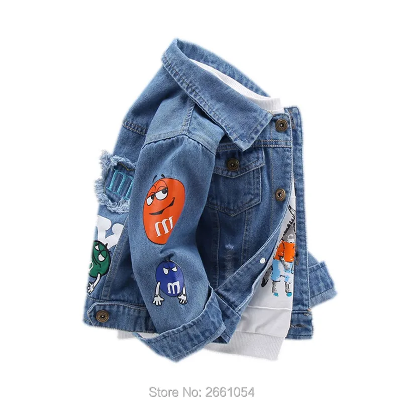 2021 Spring Children's Jacket Denim Boys Broken Hole Jean Jackets Kids ...