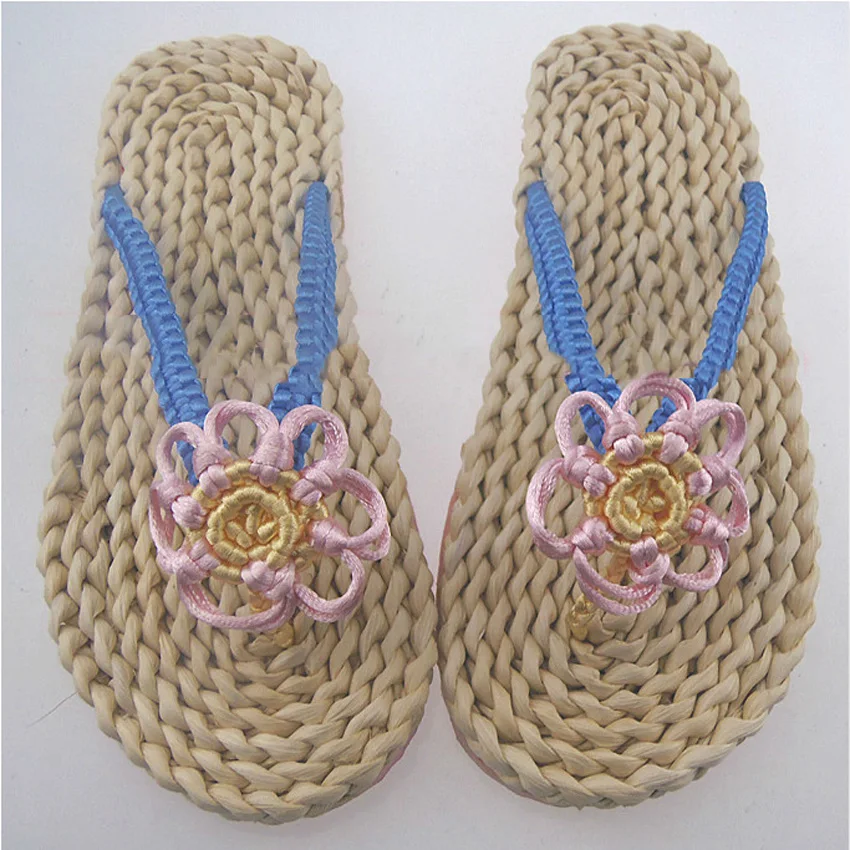 Hand Made Oriental Japanese Chinese Straw Sandals Cosplay Costumes One ...