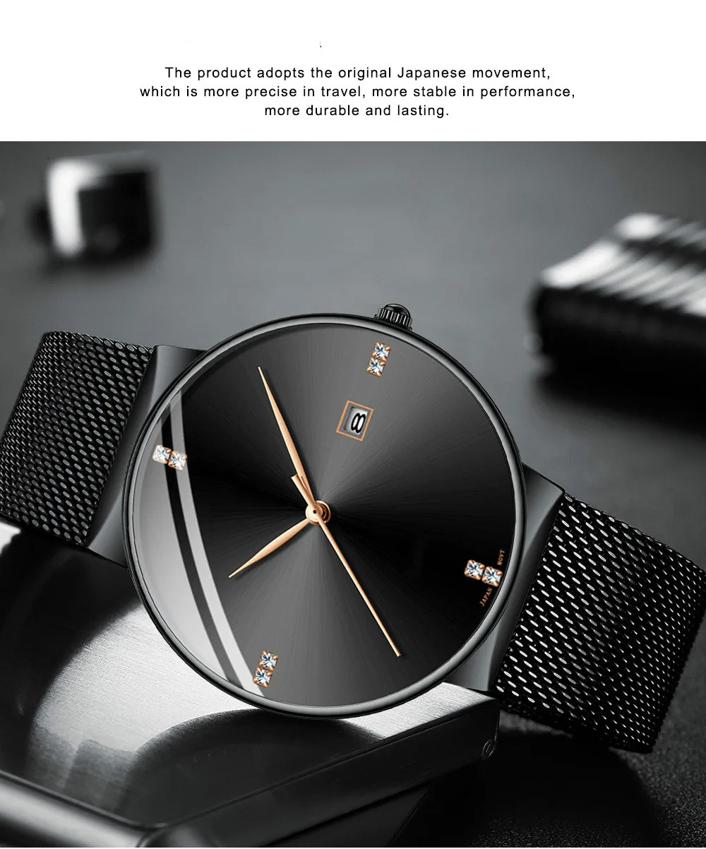 New simple men's watch 방수 캐주얼 stainless steel mesh watch stylish men's ...