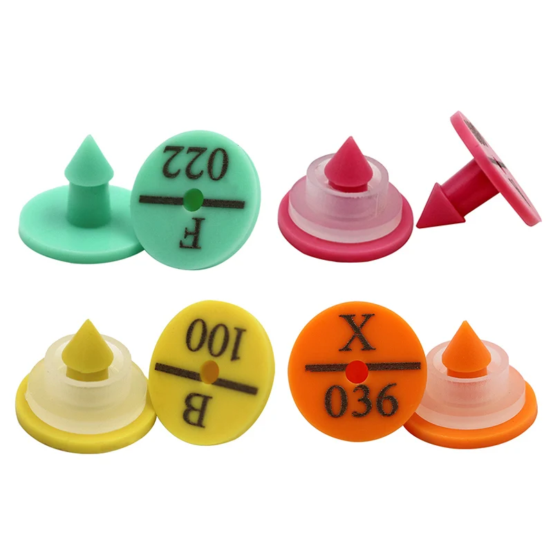 100 pcs Farm Livestock Ear tags Rabbit ear sign Yellow orange pink ...