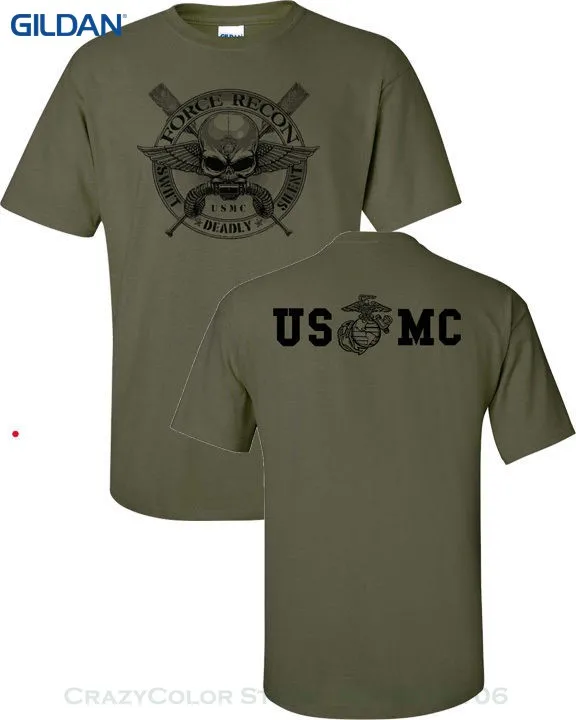 Tops Cool T Shirt Marine Corps Force Recon Usmc Military Front & Back ...