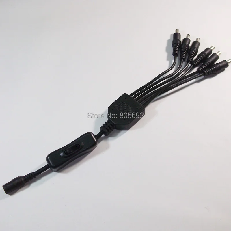 200PCS 5.5x 2.1mm LED Light Strip Power Wire 1 to 6 Ways Connector ...