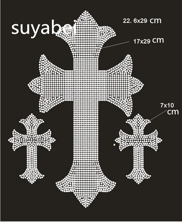 3pc-lot-Cross-design-stone-sticker-hot-fix-rhinestone-transfer-motifs ...