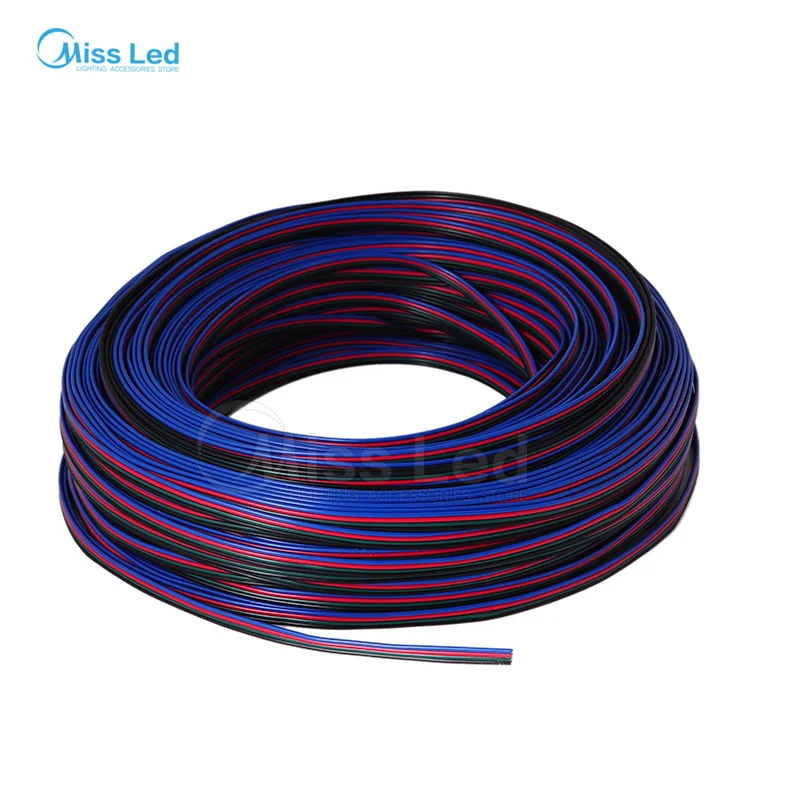 Wholesale 50m 4pin 22/20/18AWG cable wire Black for SMD5050 Led RGB ...