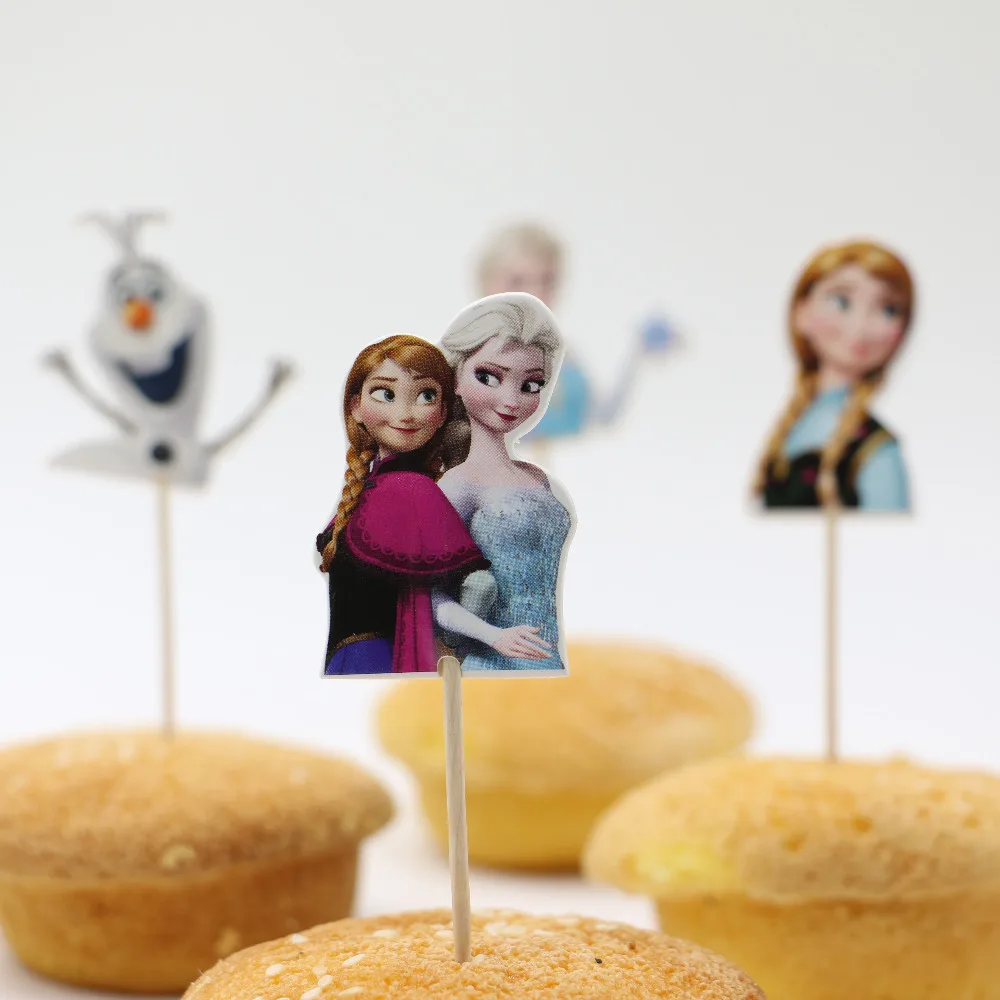Snow Queen Elsa Anna Cupcake Toppers Picks kids birthday party ...