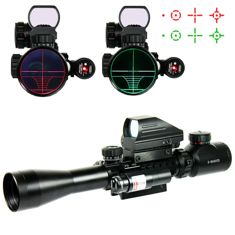 3 9X40 Hunting Sight Scopes Riflescope Optics Red Dot Laser Sight Combo ...