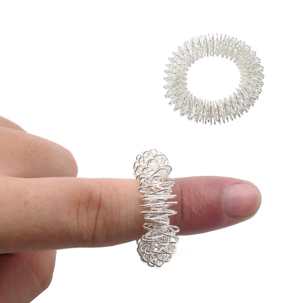 Silver Finger Massage Ring Acupuncture Ring Steel Health Care Hand Body ...