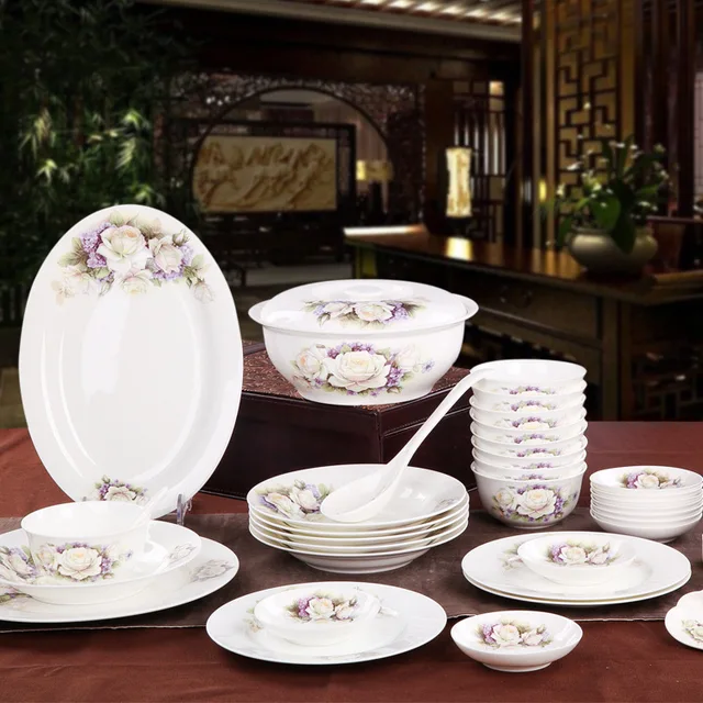 high end ceramic dishes and plates sets restaurant tableware 56 dish ...