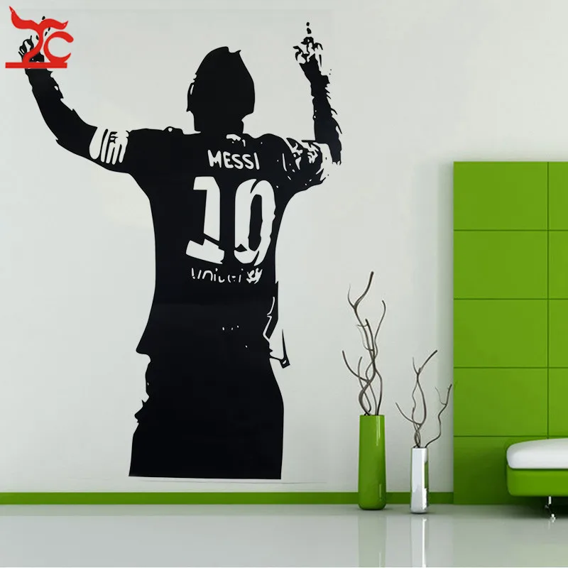 Black PVC Huge Football Star Lionel Messi Figure Wall Sticker Vinyl DIY ...