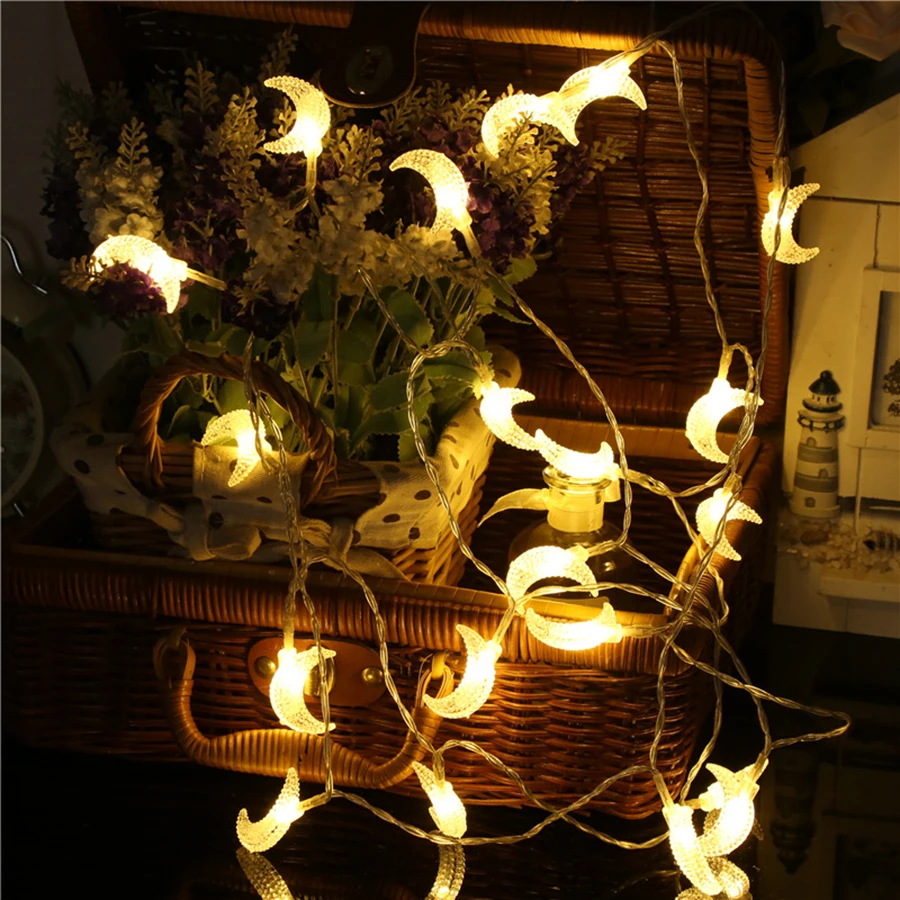 10/20/40 LED Moon String Lights Battery Powered Moon Shape Night Lights ...