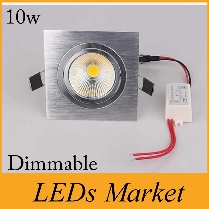 Square COB LED Recessed Ceiling Down Lights Silver 10w single head ...