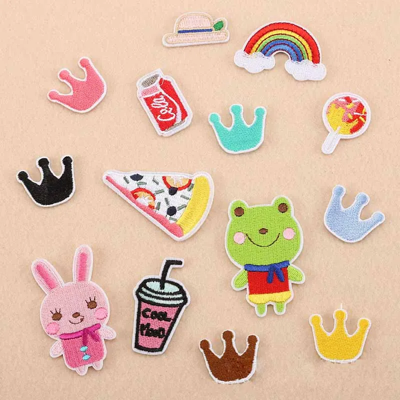 Cartoon Frog Rabbit Crown Boy Girl Iron On Patches Embroidered Clothes ...