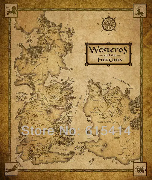 06 Game of Thrones GOT Houses Map Westeros And Free Cities 24''x28 ...