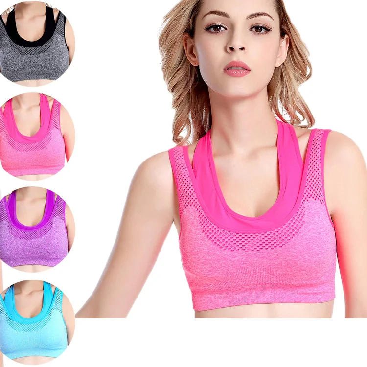 New Women Bra Clothing Fitness Tops Shirts Quick Dry Strappy Push Up ...