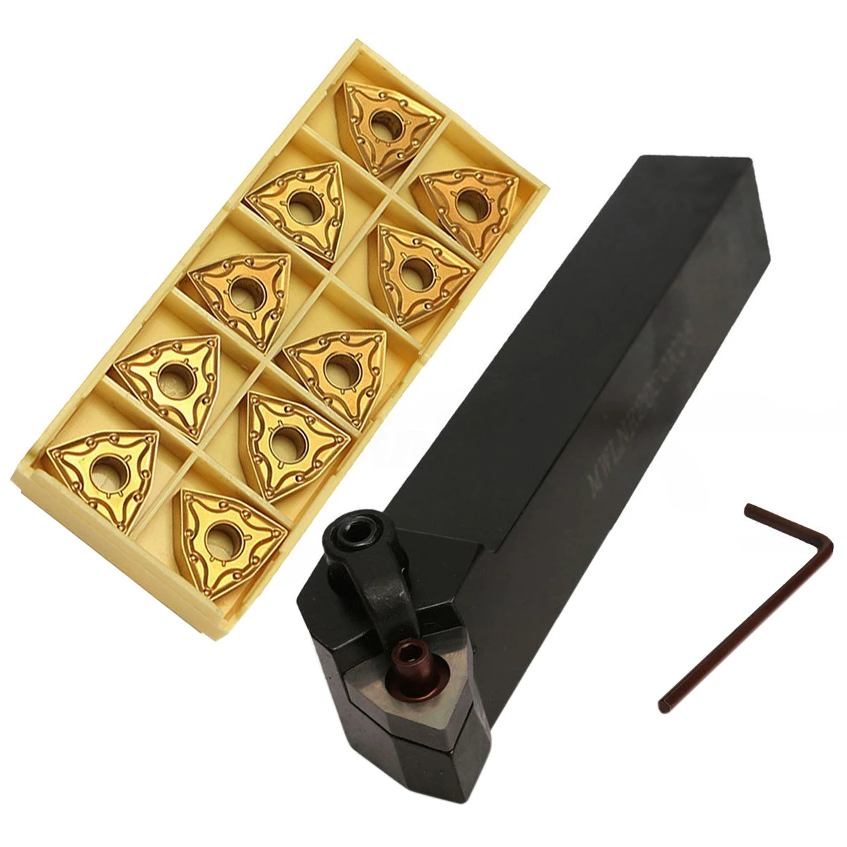 SHGO Set of 20mm Lathe Turning Tool Holder MWLNR2020K08 + 10 WNMG0804 ...