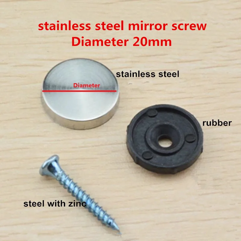 20sets 20mm Diameter Stainless Steel Cap Cover Decorative Mirror Screw ...