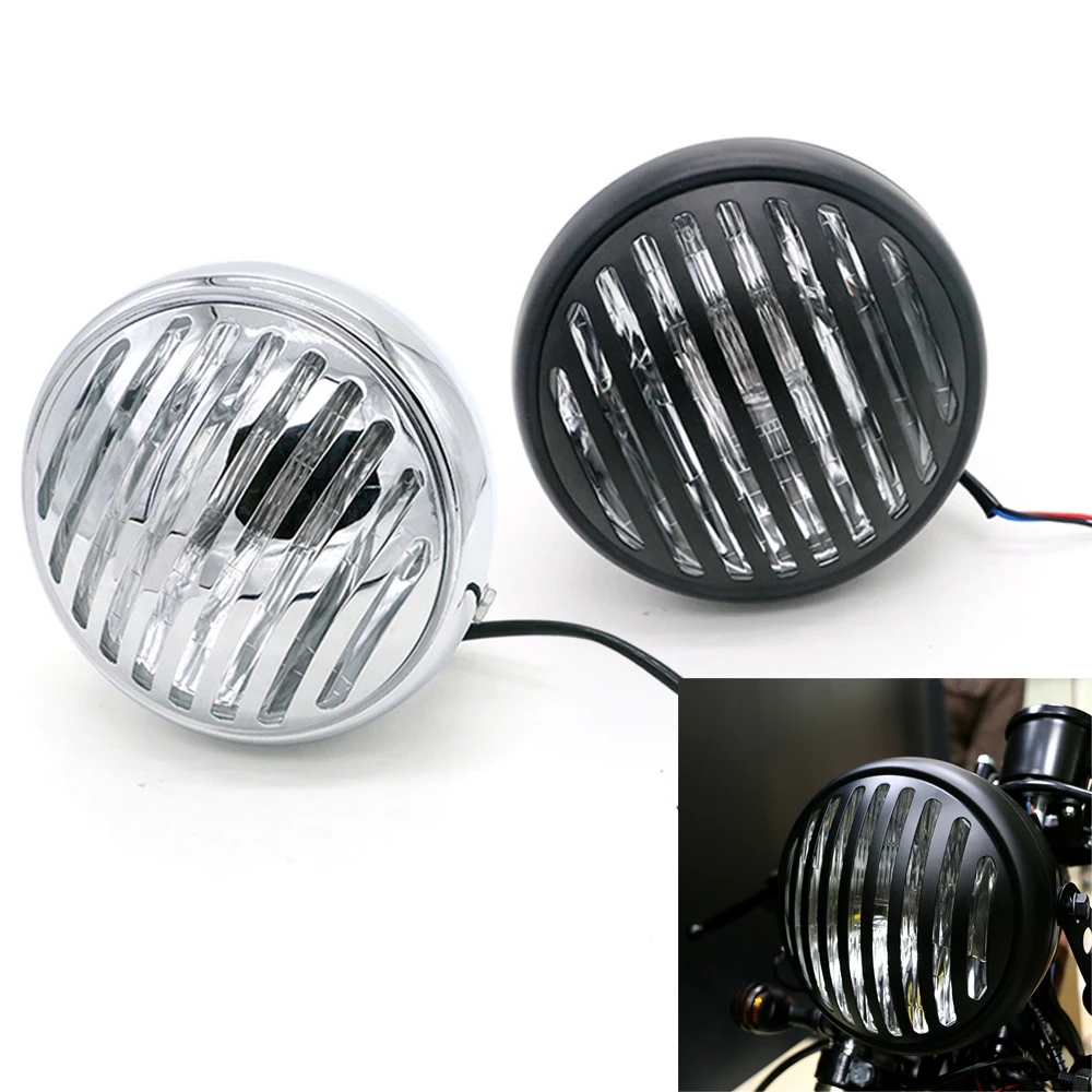 Aluminium-7-Motorcycle-Grill-Vintage-Antiek-Custom-Koplamp-Chopper ...