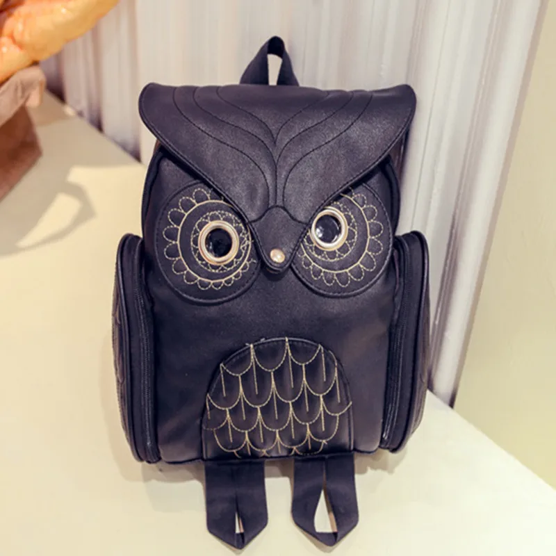 Cute Owl PU Leather Backpack Shoulder Bag Purse Tote Travel Shopping ...