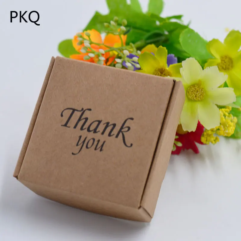 5.5x5.5x2.5cm 5 styles Handmade thank you kraft Packing Paper Gift Box ...