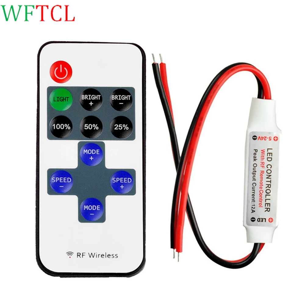 2PCS Mini LED Controller Dimmer 11 Key RF Wireless Remote Control for ...