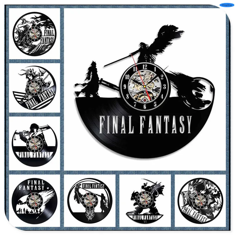 Hot Vinyl Record CD Wall Clock Antique Style Final Fantasy Theme Art ...