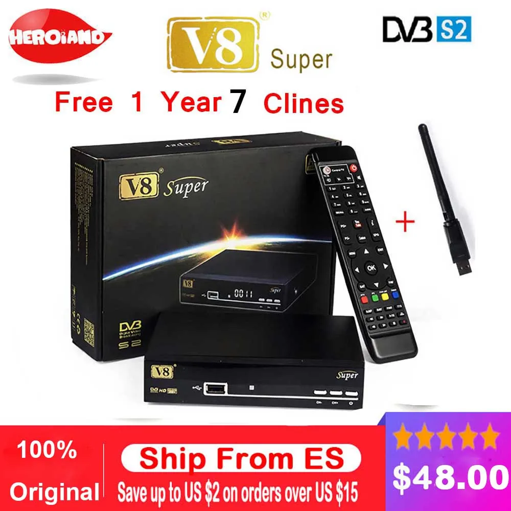 Freesat V8 Super DVB S2 Satellite Receiver Full 1080P HD FTA Satellite ...