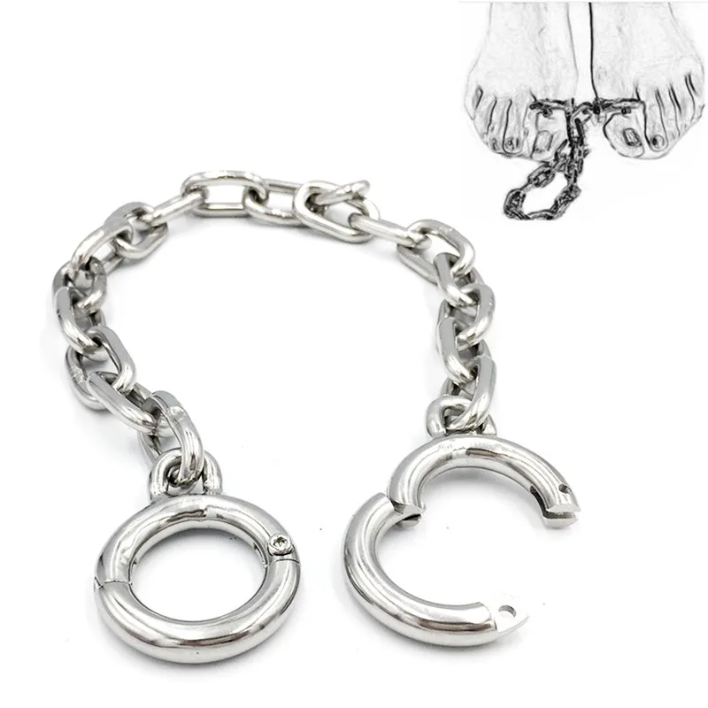 304-stainless-steel-toes-ring-toes-bondage-cuffs-long-chain-shackles ...