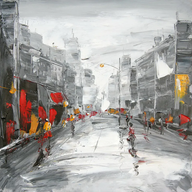 Modern Abstract Street Scenery Canvas Paintings Handpainted Landscape ...