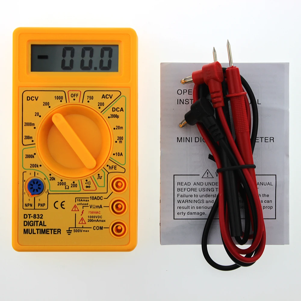 DT832 Mini Digital Multimeter with Buzzer AC/DC Voltage Ampere Ohm ...