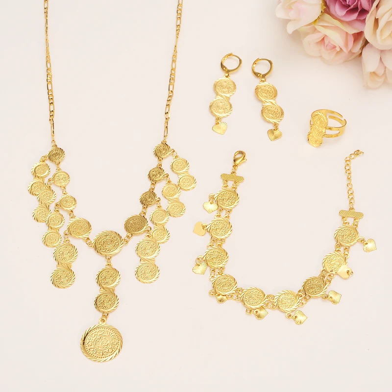 Arab Coin Sets Jewelry Women Girls Gold Islamic Muslim Coin Set African ...