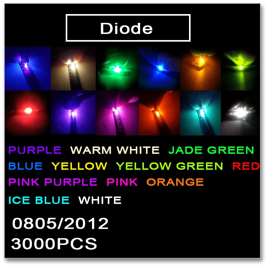JASNPROSMA-0805-SMD-LED-2012-unidades-rojo-naranja-amarillo-verde-Jade ...