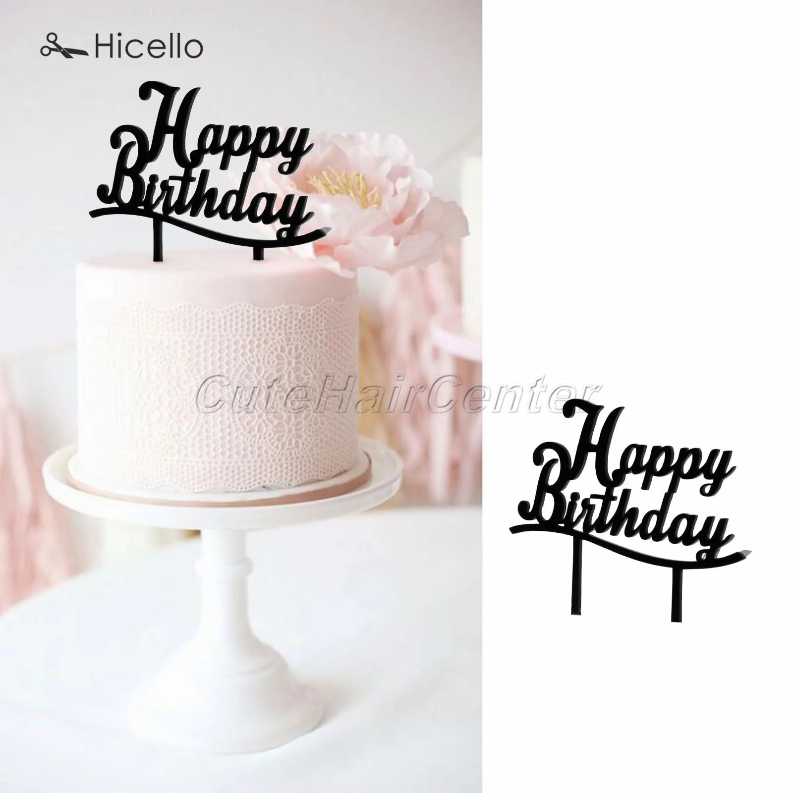 Happy Birthday Cake Topper Acrylic Stand For Birthday Party Decoration