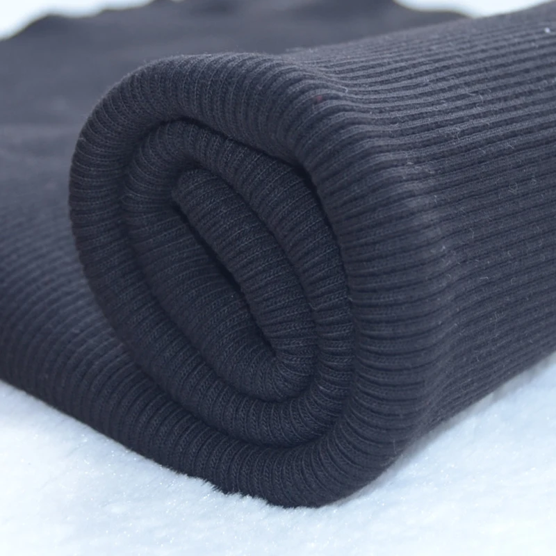 1 pcs/lot Black rough cotton fold ribbed cuffs cloth fabric elastic ...
