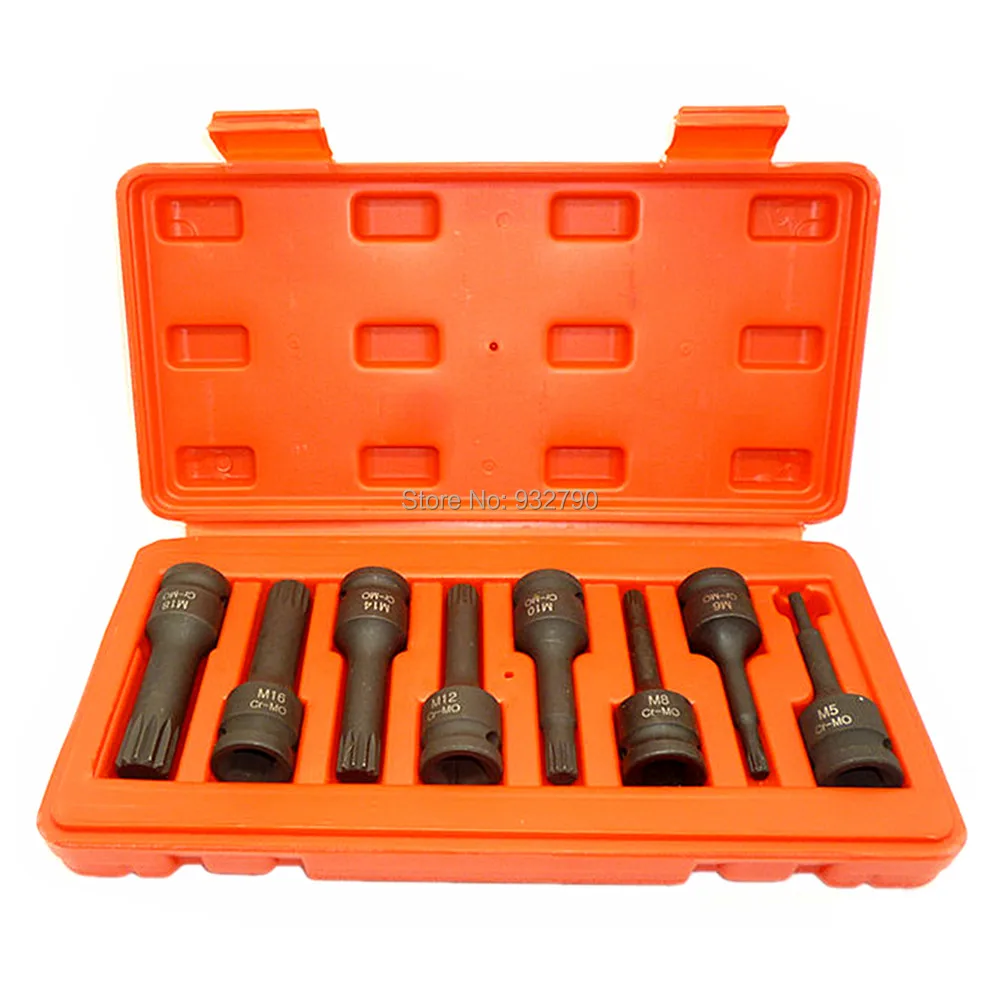 8pcs Impact Spline Socket Adapter Set 12 Point Impact Spline Socket ...