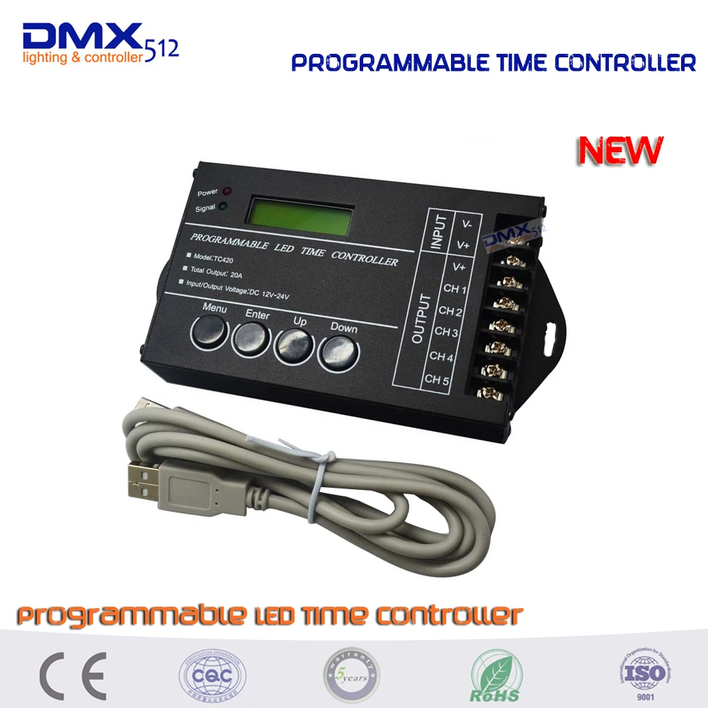 Controlador LED programable TC420, DC12V 24V, 5 CANALES, atenuador de ...