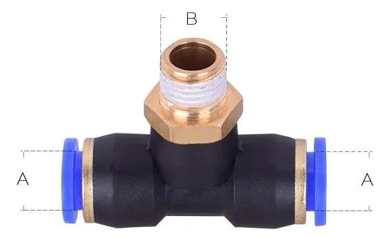 air line fittings T-type PB6 connector PB6-01 / 02 / 03/04 / M5 Pneumatic fast joint external ...