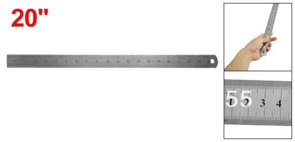 Metric 50cm Scale Stainless Steel Imperial Straight Ruler 20"|steel pig ...