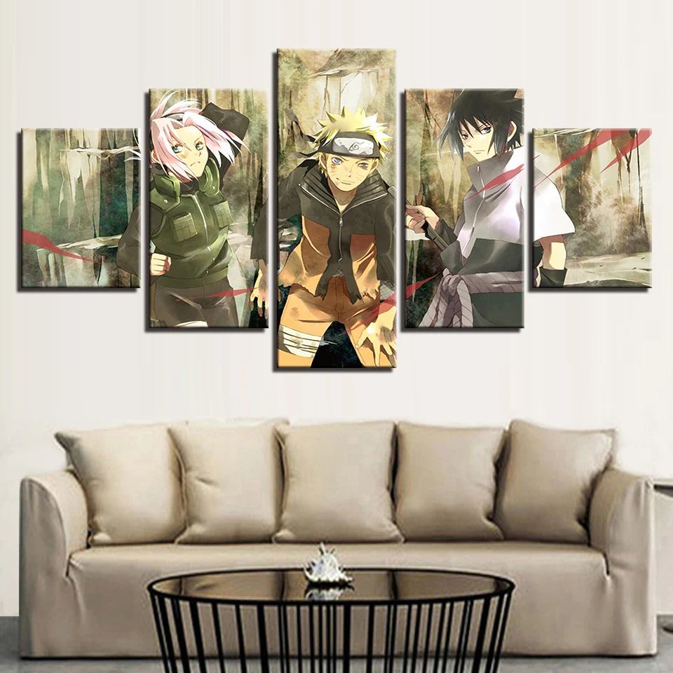Home Decoration Painting On Canvas Modern 5 Panel Anime Naruto ...