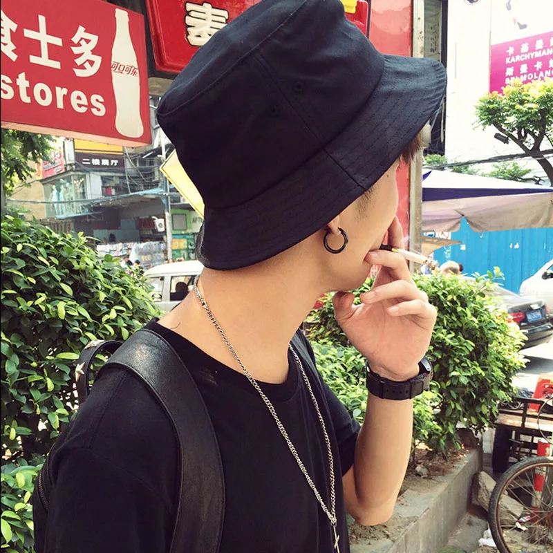 Warna Solid Hitam Ember Topi untuk Wanita Pria Musim Semi Musim Panas ...