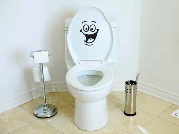 Happy Smiley Face Toilet Sticker Decor Cute Art Toilet Mural Funny ...
