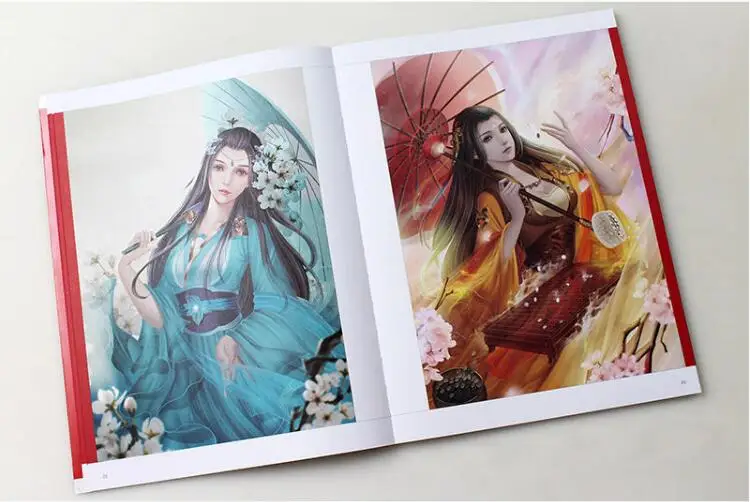 2pcs ,Chinese aesthetic illustration drawing book coloring book line ...