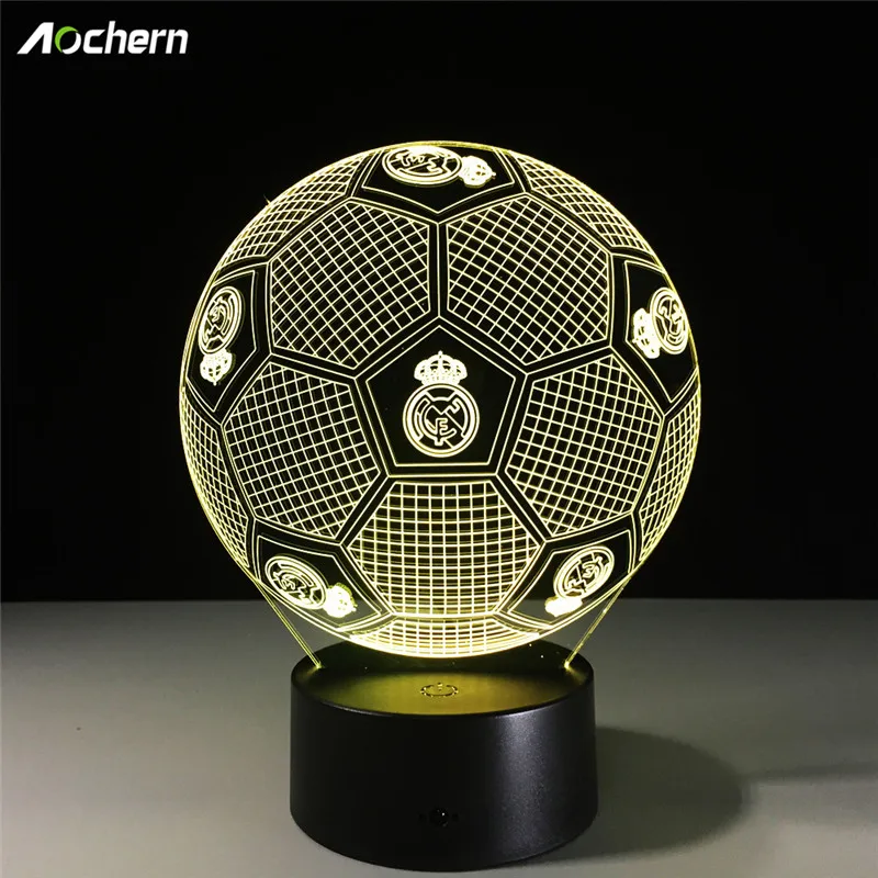 Aochern 3D Visual USB LED Lamp Touch Sensor Football Shaped Night Light ...