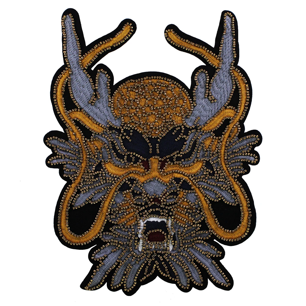 5pieces-Beads-Dragon-Head-Patches-Embroidery-Applique-Patch-Sew-on ...
