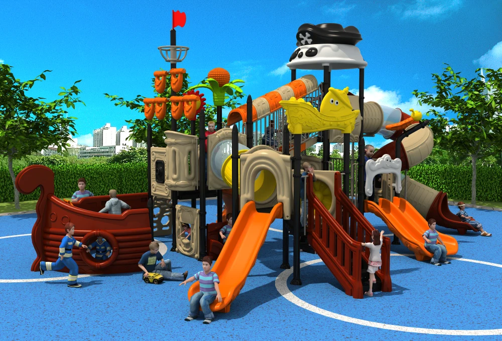 Standard exported outdoor plastic playground equipment park slide ...