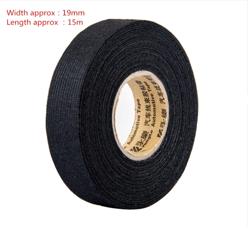 1pcs 03mm 19cm 15m 패브릭 천 테이프 자동차 배선 하네스 접착제 자동차 접착 테이프 케이블 직기용 고온 테이프tape For Car