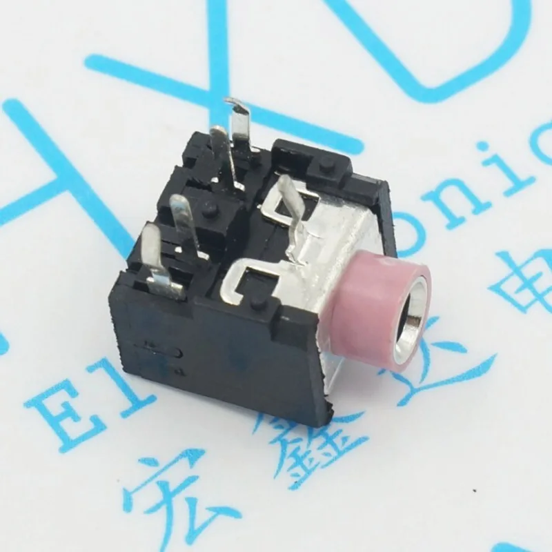 PJ306 pink 3.5 MM headphone jack Audio socket Double track pins 5 feet ...