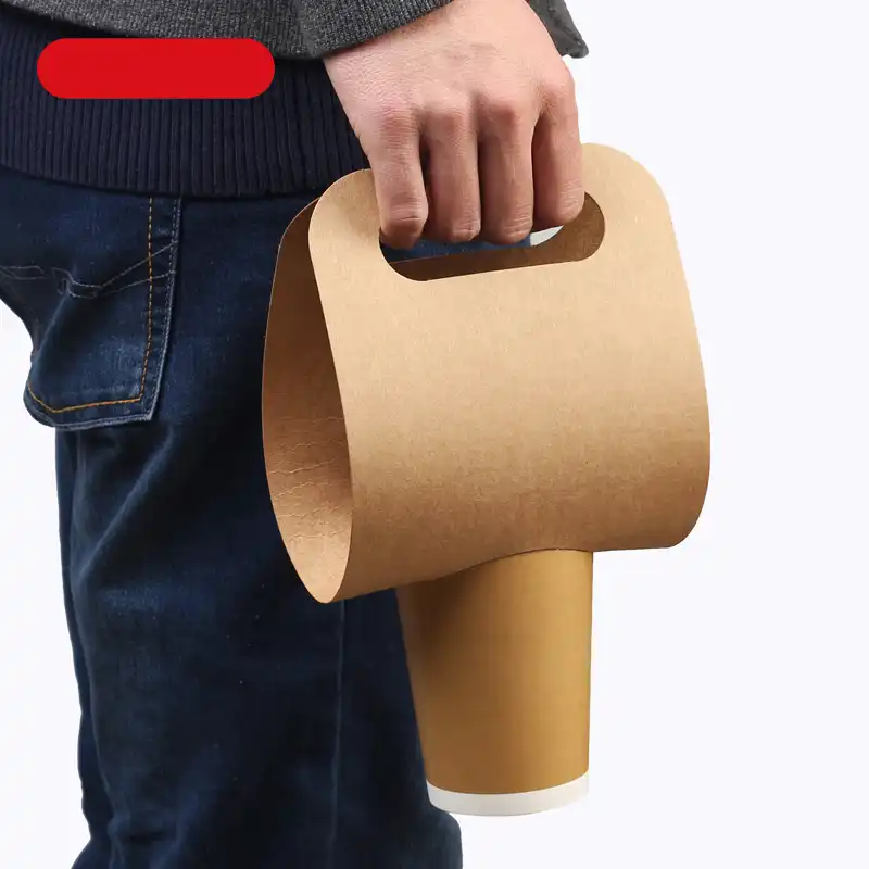 Disposable Kraft Paper Cup Base Handle Holder Eco Friendly Coffee Milk ...